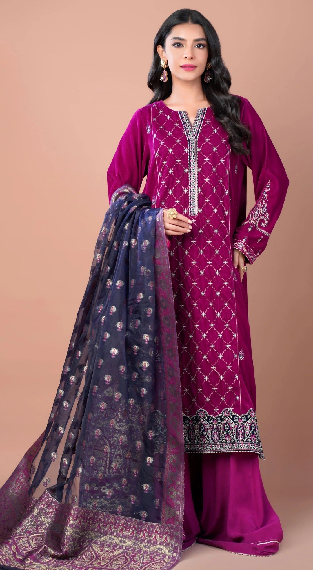 Magenta velvet 3pc – Monz Fashion