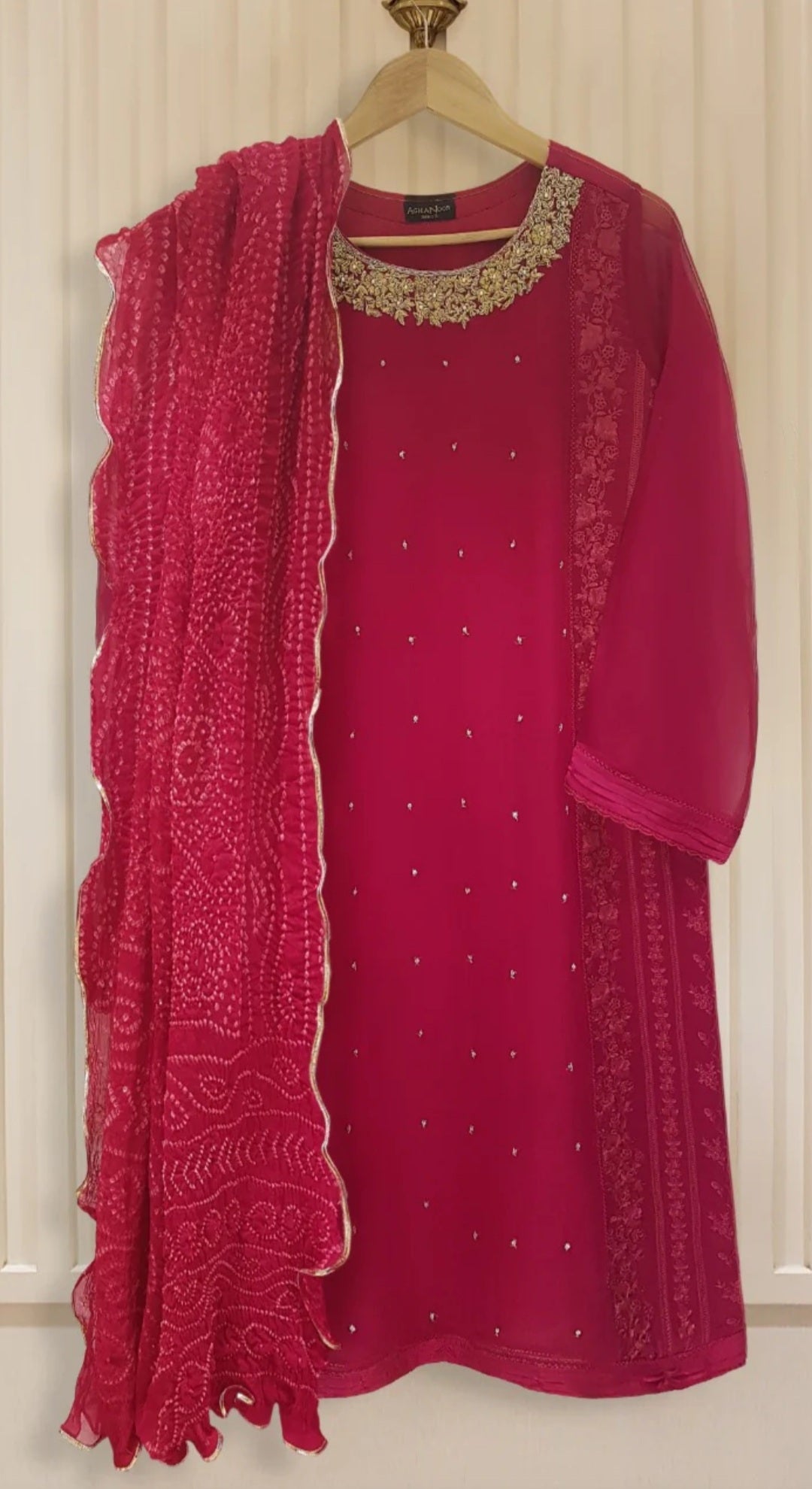 Hotpink chiffon 3pc – Monz Fashion