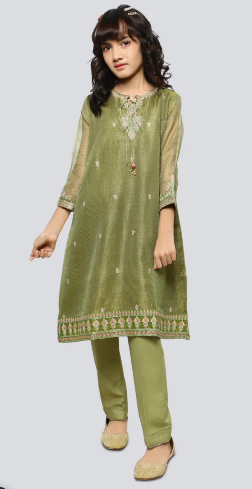 Metalic green girls 3pc – Monz Fashion