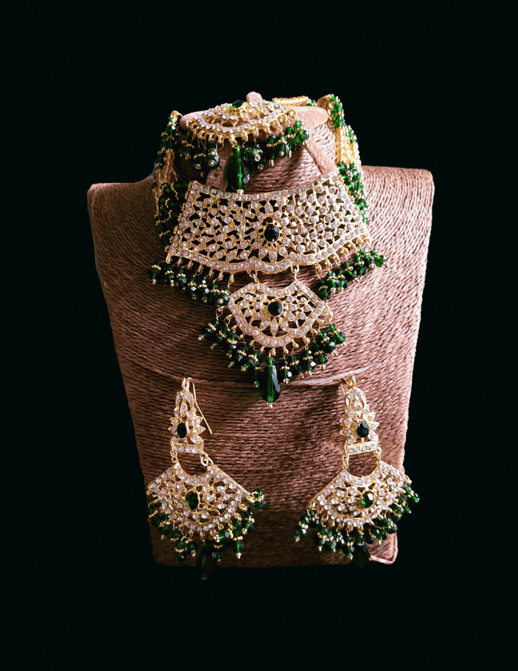 Bottle Green & Gold Choker Set – Monz Fashion