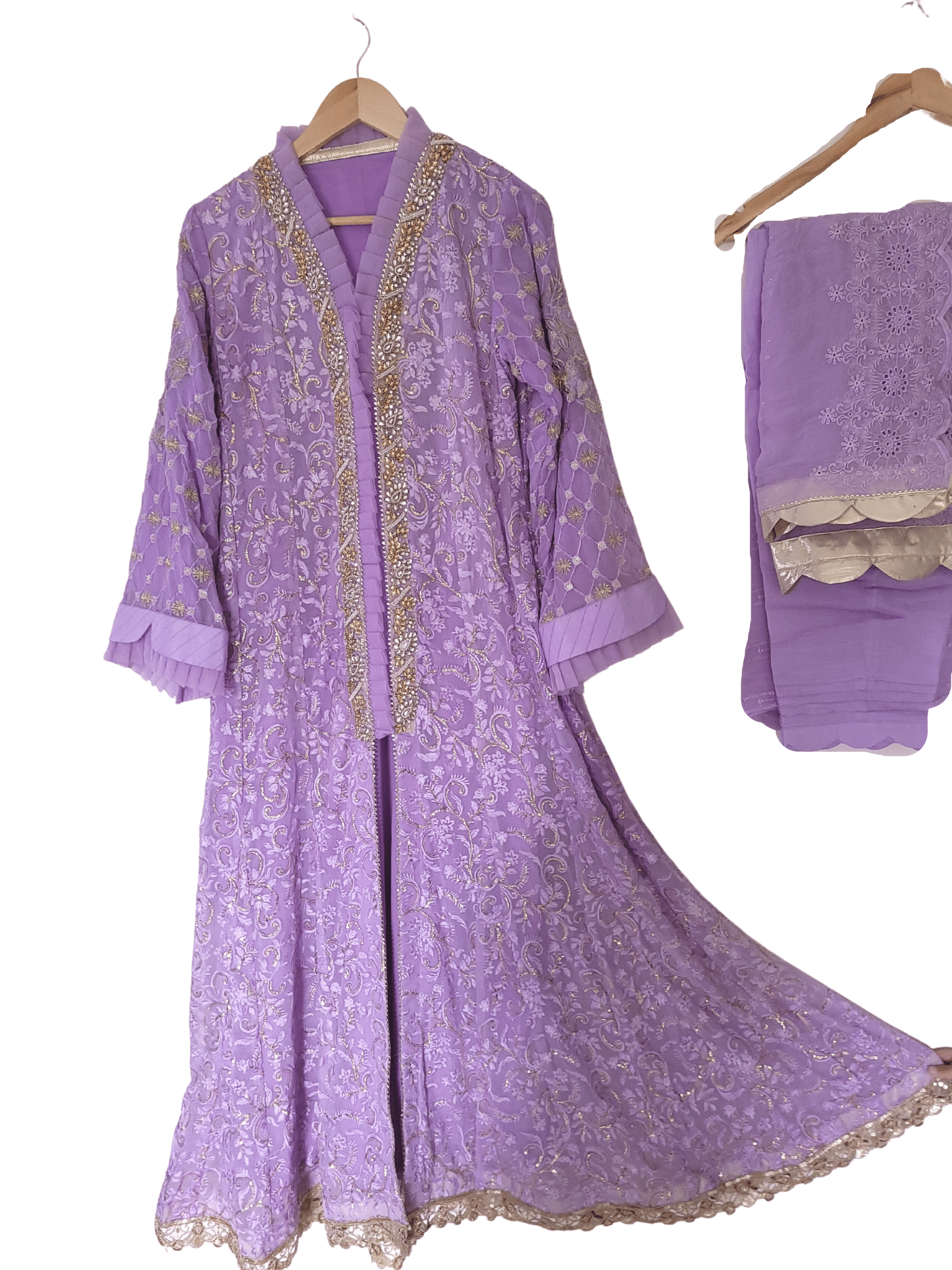 Lilac Heavy Chiffon Long Frock – Monz Fashion