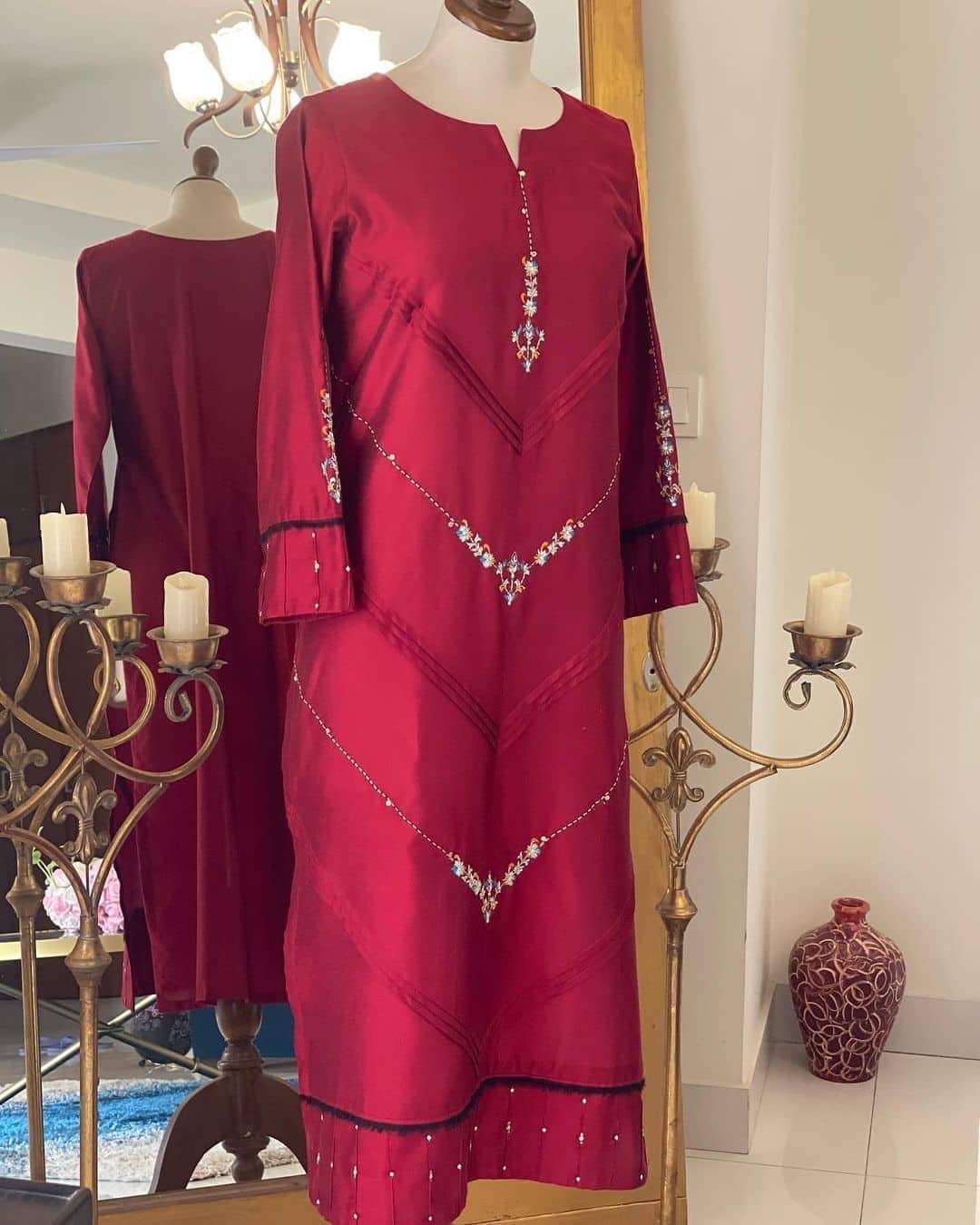 Red silk 3pc – Monz Fashion